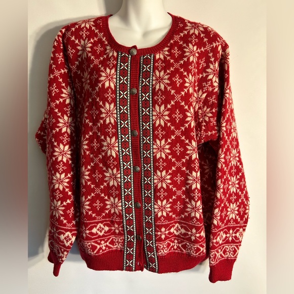 Talbots | Sweaters | Talbots Vintage 0 Wool Christmas Redwhiteblack ...